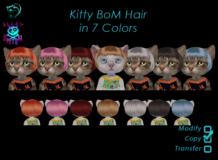 Second Life Marketplace - Kitty BoM Hair in 7 colors