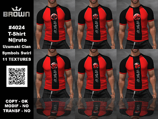 Second Life Marketplace - 4024 F1 T-Shirt N@ruto - Uzumaki Clan Symbols ...