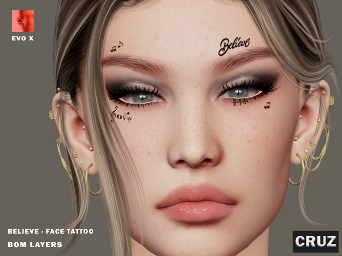 Second Life Marketplace - CRUZ - Believe · Face Tattoo EVOX