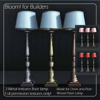 Second Life Marketplace - Bloom! for Builders - 3 Metal Wood floor Lamp ...