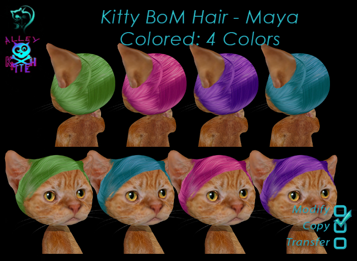 Second Life Marketplace - Dinkie Kitty BoM Hair - Maya. Colored
