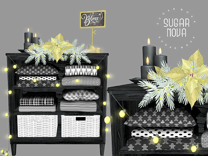 Second Life Marketplace - SN - Christmas Decor Shelf - Black and Gold ...