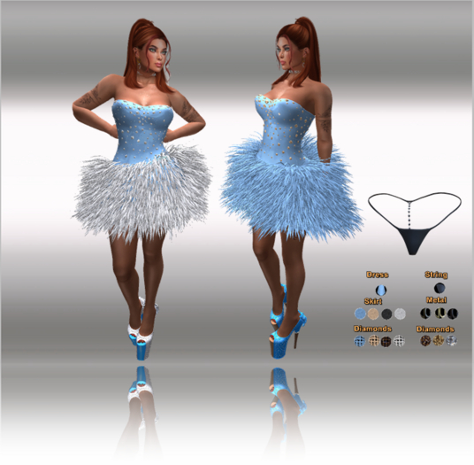 Second Life Marketplace - Ball Gown Short with Diamonds & Skirt Fur ...
