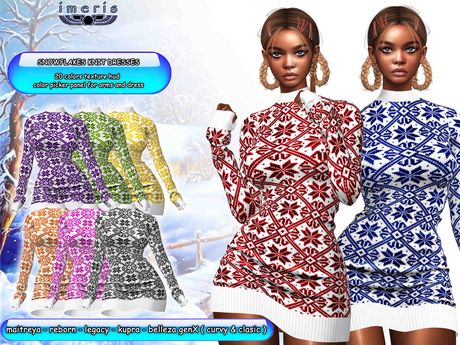 Second Life Marketplace - SNOWFLAKES KNIT DRESSES