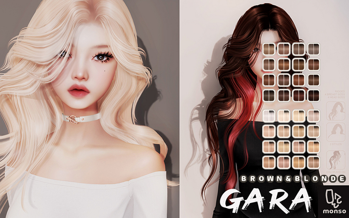 Second Life Marketplace - [monso] Gara Hair /Brown & Blonde