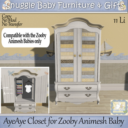 Second Life Marketplace - AyeAye Captain Closet for Zooby Animesh Babies