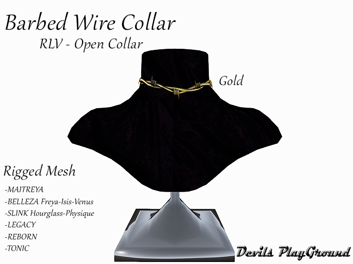 Second Life Marketplace - Barbed Wire RLV Rigged Collar Gold ~ Maitreya ...