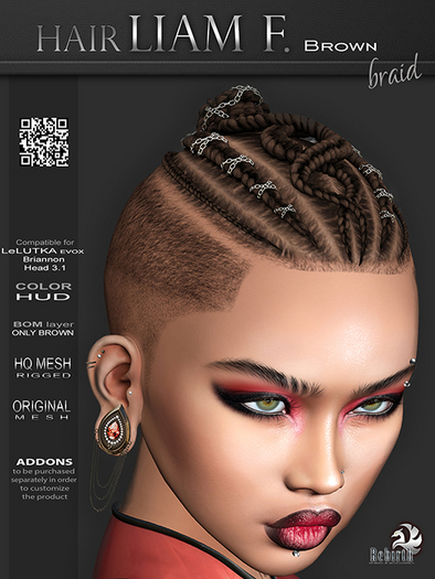 Second Life Marketplace - [//REBIRTH/]-hair braid LIAM-Brown_F.