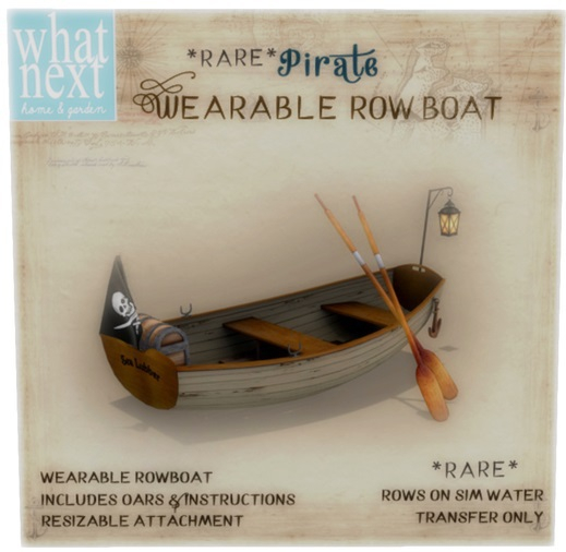 Second Life Marketplace - {what next} 'Pirate' Wearable Row Boat (boxed ...