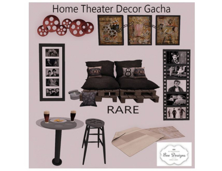 Second Life Marketplace - .:Bee designs:. Home Theater Decor Gacha sofa ...