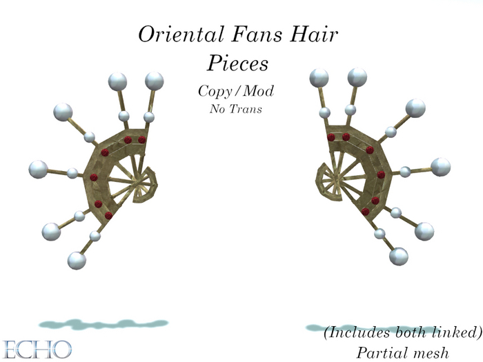 Second Life Marketplace - Echo Designs - Oriental Fans Hair Pieces