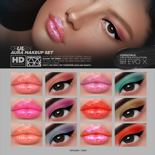 Second Life Marketplace - Opulein: Aura Makeup Set [LEL EVO + EVO X]
