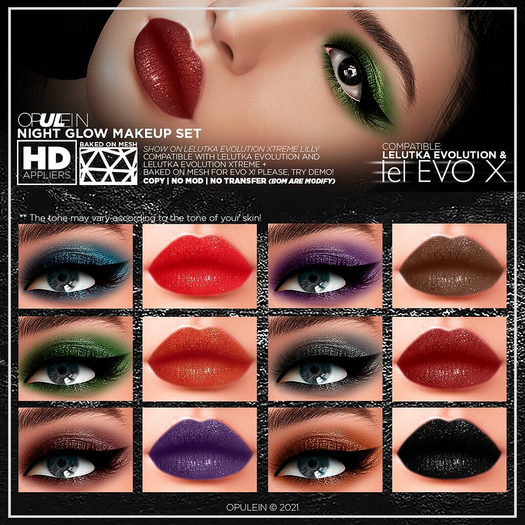 Second Life Marketplace - Opulein: Night Glow Makeup Set [LEL EVO+EVO ...