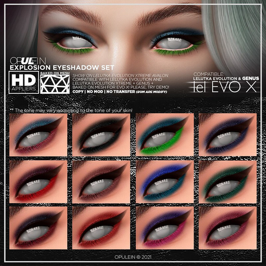 Second Life Marketplace - Opulein: Explosion Eyeshadow Set [LEL EVO+EVO ...