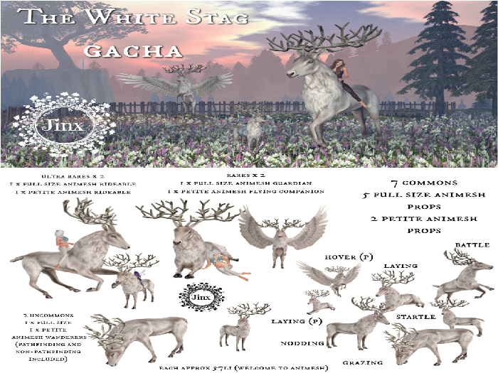 Second Life Marketplace - Jinx : White Stag Gacha Guardian RARE