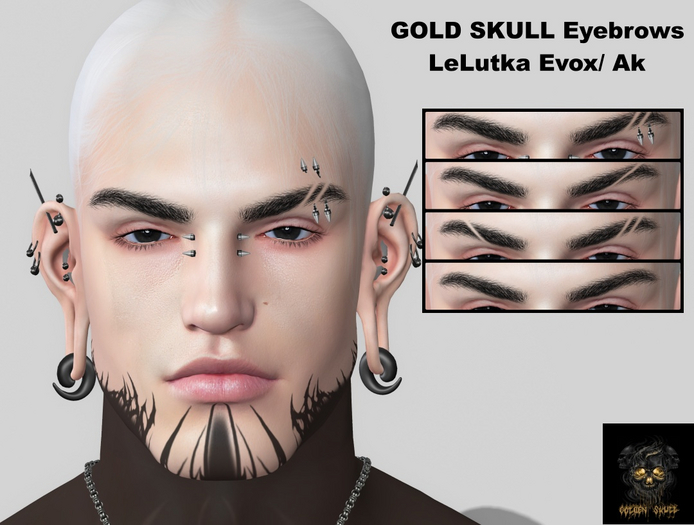 Second Life Marketplace - GOLD SKULL Eyebrows LeLutka Evox/ Ak Second Life Marketplace - GOLD SKULL Eyebrows LeLutka Evox/ Ak