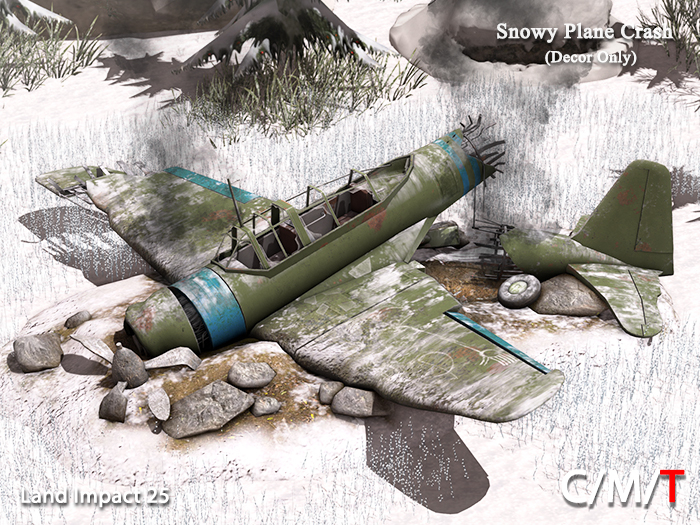 Second Life Marketplace - "Killer's" Snowy Plane Crash (Decor Only)