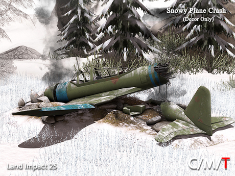 Second Life Marketplace - "Killer's" Snowy Plane Crash (Decor Only)