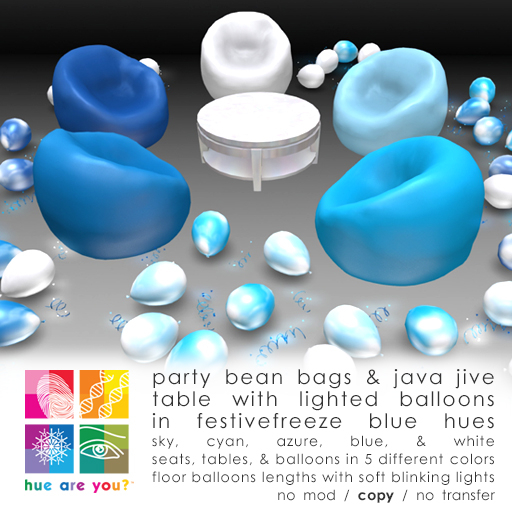 Second Life Marketplace - "hue are you?" festivefreeze blue hues bean ...