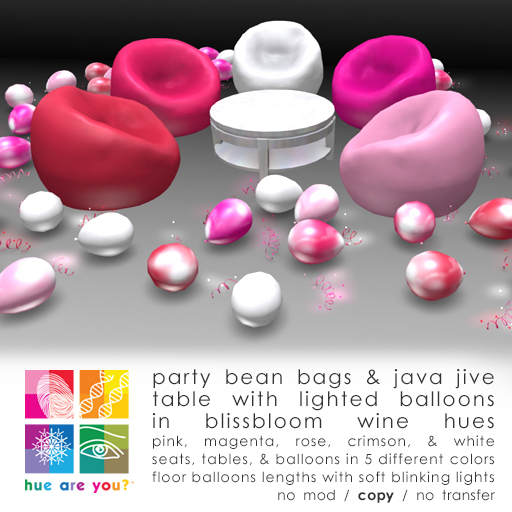 Second Life Marketplace - "hue are you?" blissbloom wine hues bean bags ...