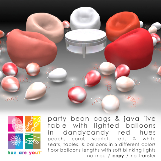 Second Life Marketplace - "hue are you?" dandycandy red hues bean bags ...