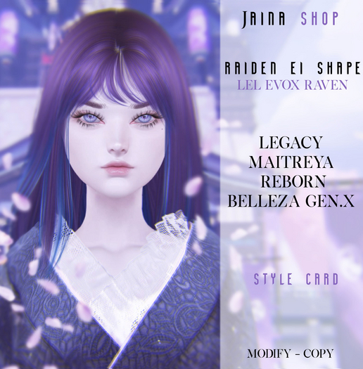 Second Life Marketplace - JS - Raiden Ei - Shape Lelutka Raven