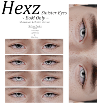Second Life Marketplace - Hexz - Sinister Eyes (Monochrome)