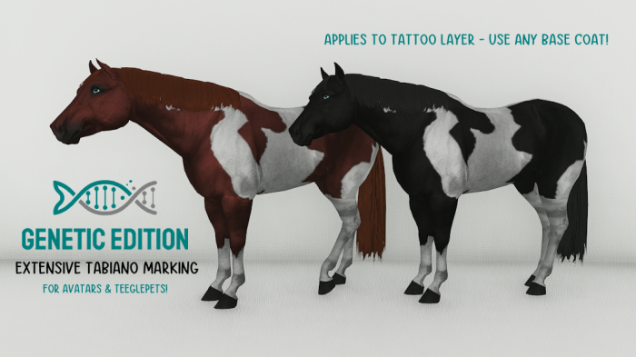Second Life Marketplace - GENETIC EDITION Extensive Tobiano Marking Applier