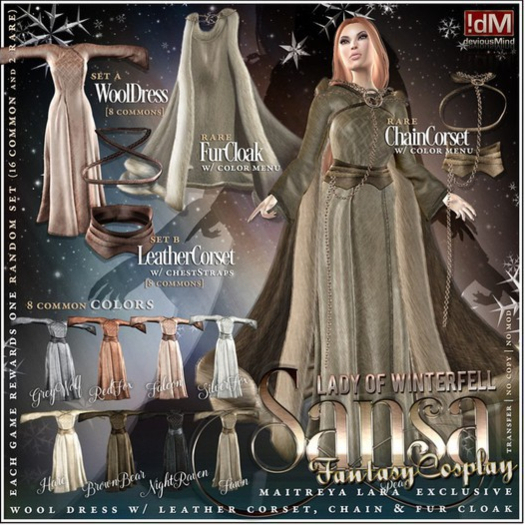 Second Life Marketplace - 18 RARE !dM Sansa **FUR CLOAK** (BOX LARA)
