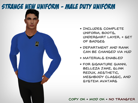 Second Life Marketplace - Strange New Uniforms - Male Duty Uniform