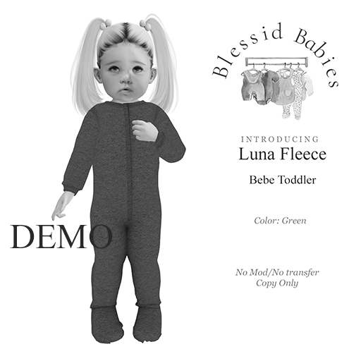 Second Life Marketplace - Demo-BlessidBaby Fleece Footsie Green Bebe ...