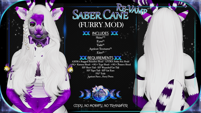 Second Life Marketplace - FK* Sabercane ☾☾Purple☽☽ ☾☾Furry Mod☽☽ ☾☾BOM☽☽