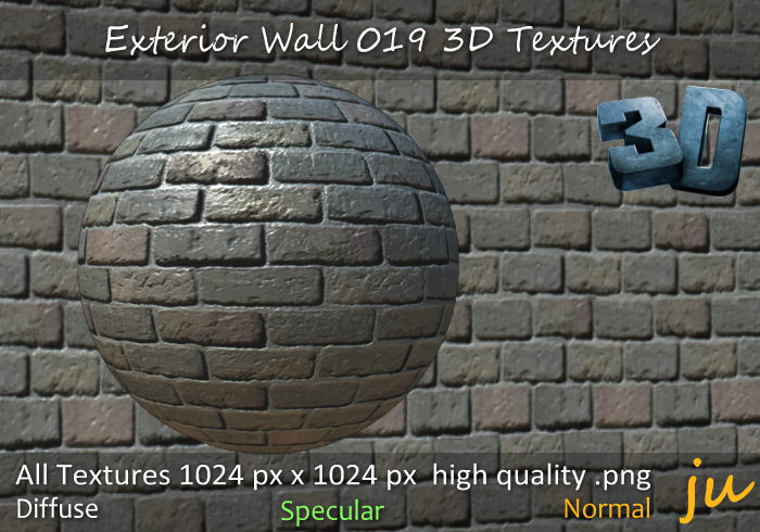 Second Life Marketplace - JU Exterior Wall 019-G 3D Textures Full Perm