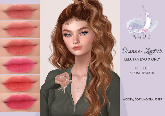 Second Life Marketplace Moon Dust Deanna Lipstick Demo