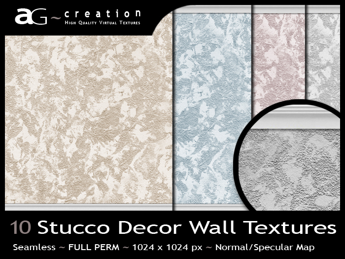 Second Life Marketplace - ~AG~ Creation ~ Stucco Decor Wall Textures ...