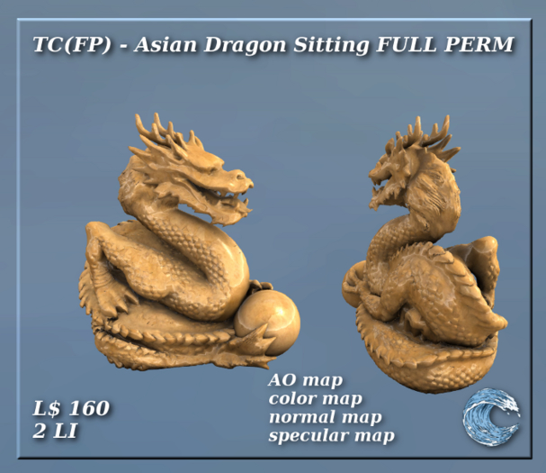 Second Life Marketplace - Asian Dragon Sitting FULL PERM