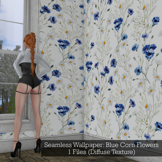 Second Life Marketplace - Seamless Texture Wallpaper Blue Corn Flowers