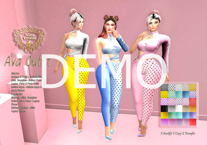 Second Life Marketplace - DEMO - Nala Designs - Ava Outfit - Mesh Bodies