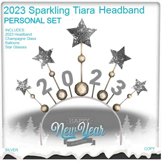 Second Life Marketplace - S 2023 Happy New Year SILVER Headband ...