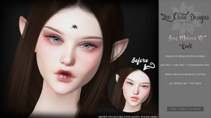 Second Life Marketplace - Zen Child Designs - Luna Makeup Kit EvoX