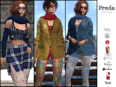 Second Life Marketplace - "Freda" Selma Knitted Sleeves & Scarf Blue ...