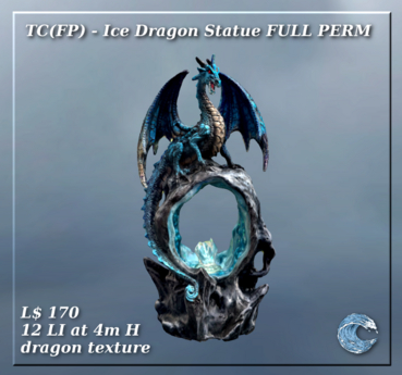 Second Life Marketplace - TC(FP) - Ice Dragon Statue FULL PERM
