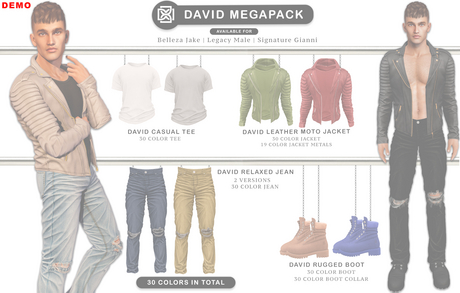 Second Life Marketplace - Addams - David Complete Outfit #DEMO