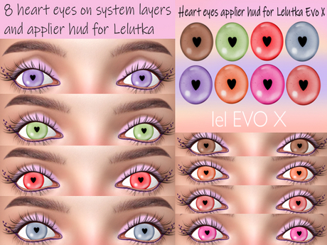 Second Life Marketplace - Heart eyes set Lel EvoX with system eyes included