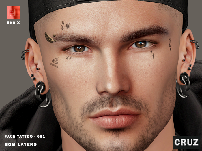 Second Life Marketplace - CRUZ - Face Tattoo 001 (LeLutka EVOX)