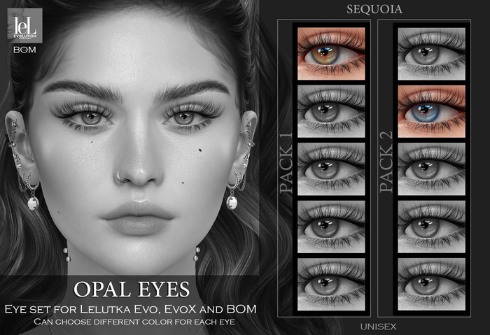 Second Life Marketplace - DEMO::Sequoia:: Opal eye set for Lelutka EvoX ...