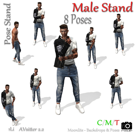 Second Life Marketplace - M-BdP :: Male Stand - Poses Set - rezz me!