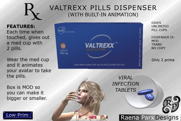 Second Life Marketplace - Rx VALTREXX - VIRAL INFECTION TABLETS - PILLS ...