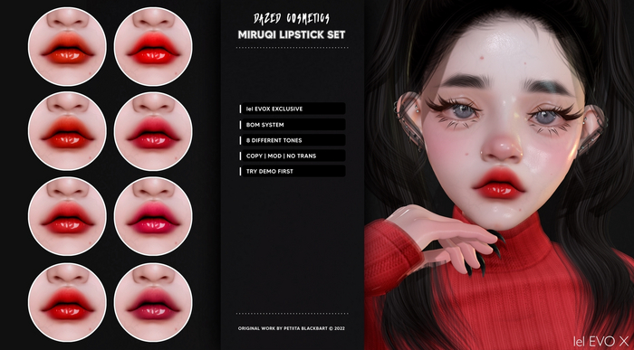 Second Life Marketplace - Dazed. Miruqi Lipstick Set - lel EVOX