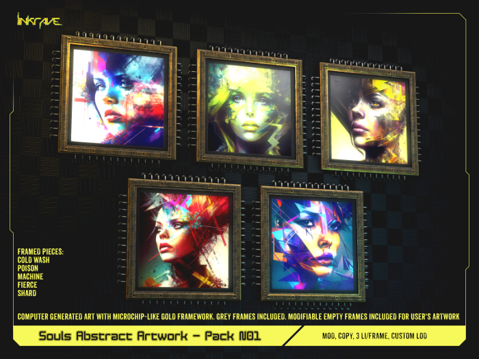 Second Life Marketplace - [LINKRAVE] Souls Abstract Artwork - Pack N01